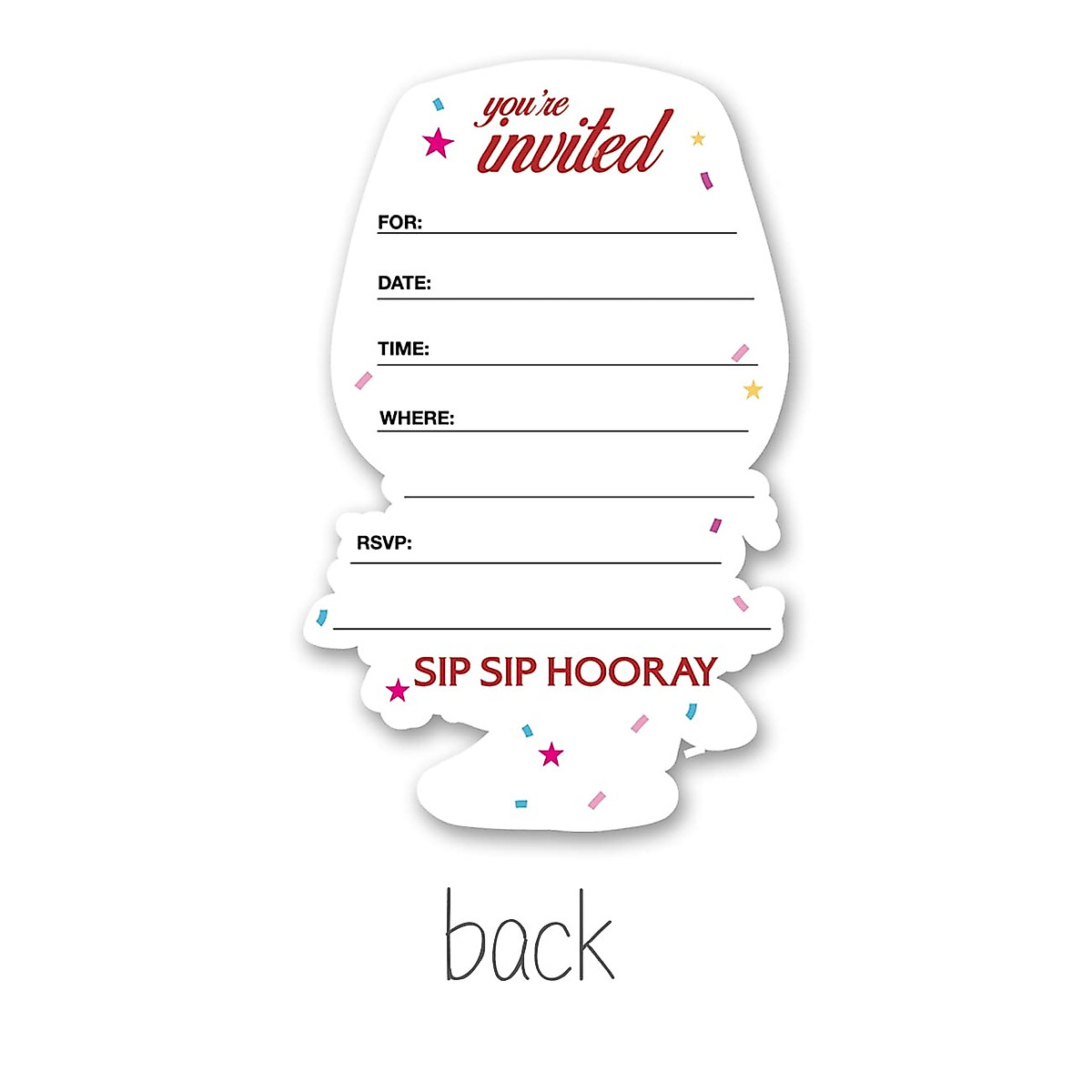 Sip Sip Hooray Birthday Party Invitations with Envelopes, 20 Set Rose Cup Shaped Invitations Birthday Surprise Party Invites Supplies Favors, Double-Sided