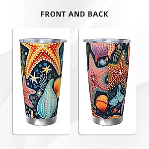 AYCZN Colorful Seashell Starfish 20 OZ Tumbler Stainless Steel Travel Coffee Mug, Ocean Sea Coral Insulated Water Bottle with Lid Leakproof Thermal Cup