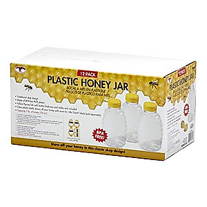 Little Giant Plastic Skep-Style Jar Honey Squeeze Bottle with Flip-top Lid (16 Ounce, 12 Pack) (Item No. SKEP16)