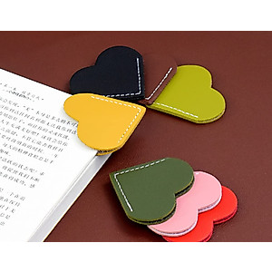 10 Pieces Leather Heart Bookmarks Page Corner Book Marks Markers Stylish Handmade Reading Accessories for Bookworm Lovers,Kids,Women,Men,Teachers,Students,Birthday Christmas Graduation Gift