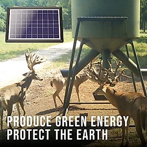 POWOXI Solar Panel 6V 6W Car Battery Deer Feeder Solar Battery Charger Maintainer + Controller + Adjustable Mount Bracket Waterproof Solar Trickle Charger with Alligator Clip