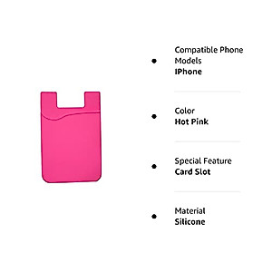 Yoodelife Phone Card Holder Sockets, Silicone Adhesive Stick-on ID Credit Card Wallet Phone Case Pouch Sleeve Pocket for Most of Smartphones (Hot Pink)
