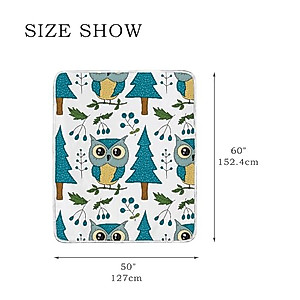 DreamBay Soft Throw Blanket for Couch Sofa Forest Owls and Fir Trees Lightweight Blanket Women Microfiber Blanket for Bed Office Camping Travel 50x60 inches
