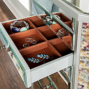 Powell Jewelry Armoire Wood, Silver Mirrored