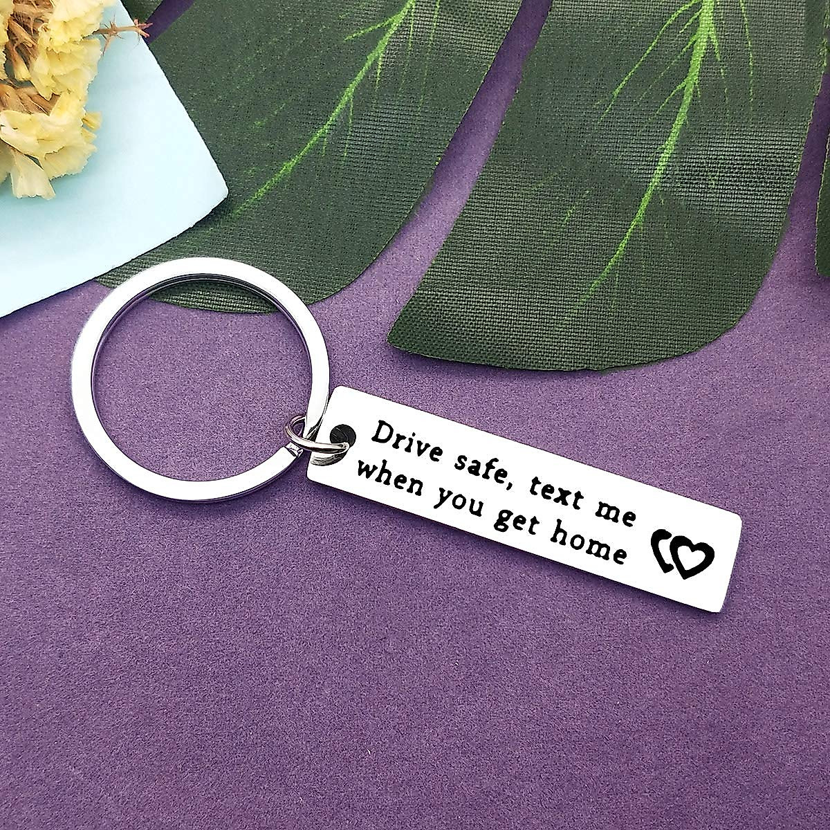 Couple Keychain New Driver Gift Keychain Drive Safe Text Me When You Get Home Keyring 16th Birthday Gift Sweet 16 Gift Graduation Gift for Daughter Son Christmas Jewerly for Trucker Husband Boyfriend