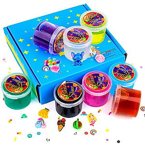 8 Pack Jelly Cubes Slime Kit,Non Sticky,Super Soft Sludge Toy,Birthday Gifts for Kids,DIY Premade Crystal Glue Boba Slimes Party Favor for Girls & Boys.