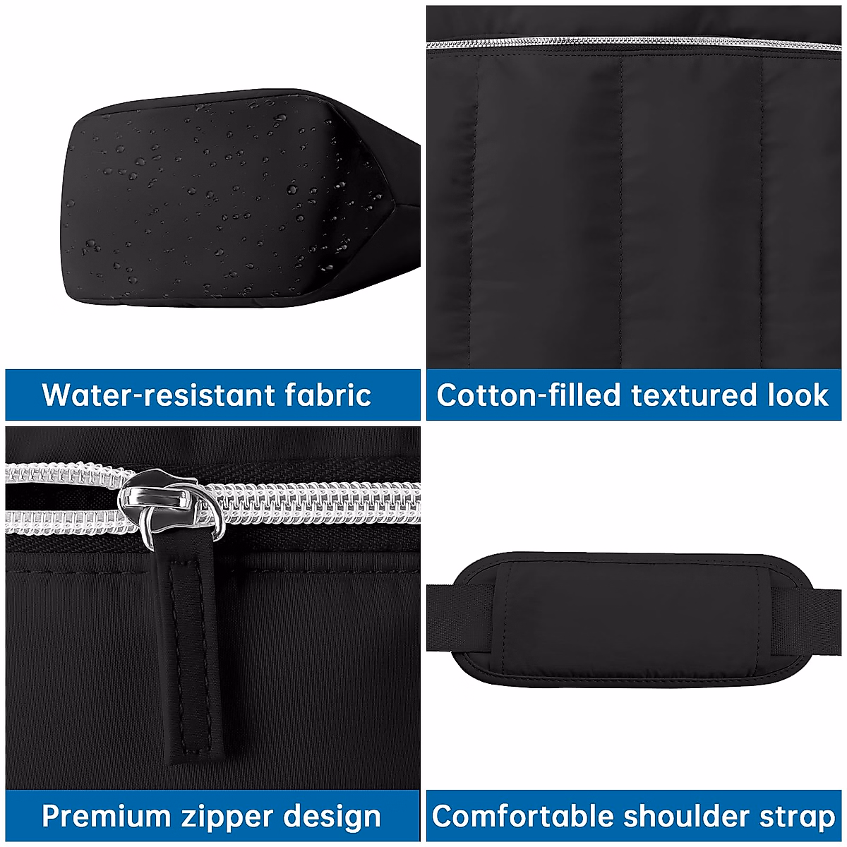 LYAUK Tote Bag for Women, Puffy Hobo Tote Bag, Laptop Shoulder Bag Crossbody Handbag, Large Top Handle Satchel, Black