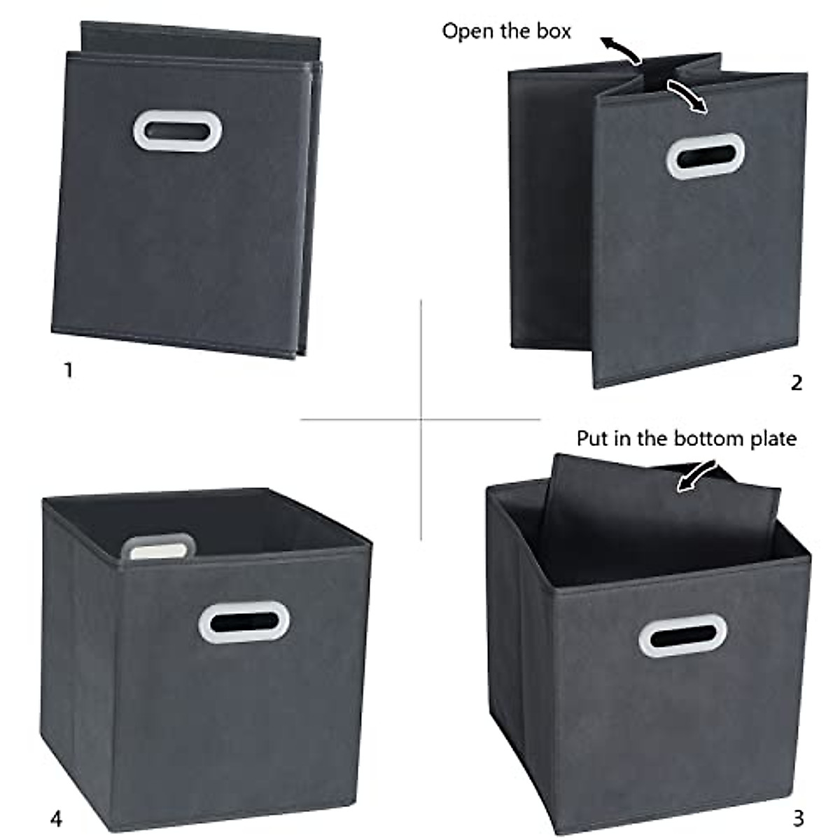 SEVENDOME Fabric Cloth Storage Bins,Fabric Cube Organizer with Dual Handles Foldable Cube Storage Baskets for Home Bedroom Storage,Set of 3, Gray
