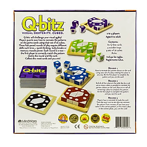 Mindware Q-Bitz Pattern Matching Fun Board Games for Family Game Night | Ages 8 and up 2-4 Players
