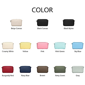 YONBEN Organizer Bag -Lightweight Cosmetic Bag with Ring Clasp, Perfect Travel Makeup Bag for Women,nylon Stand Up Design (Beige/Canvas)