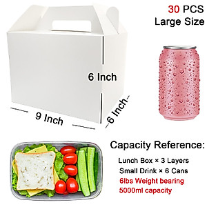 Unarty Large Gable Boxes, 30 Pcs 9 x 6 x 6 Inch White Cardboard Treat Boxes for Gift, Party Favor Boxes for Wedding, Baby Shower, Birthday and Other Events