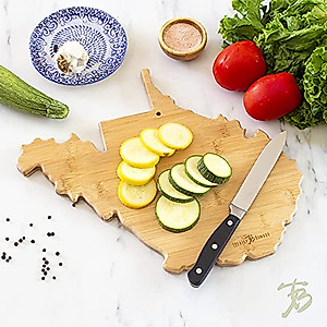 Totally Bamboo Destination West Virginia State Shaped Serving and Cutting Board, Includes Hang Tie for Wall Display