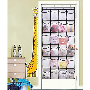 KIMBORA 2 Pack Over the Door Shoe Organizer 24 Large Mesh Pockets Hanging Shoe Holder Rack for Closet (white)