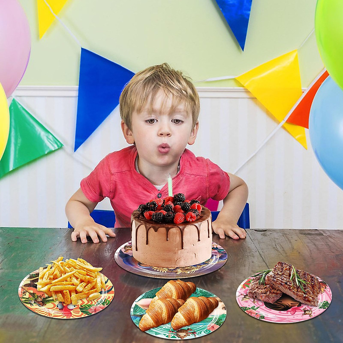 ANYMONYPF 60 Pcs Moana Party Supplies 6 styles Princess Plates Moana Disposable Plates Moana Party Decorations for Moana Party Favors