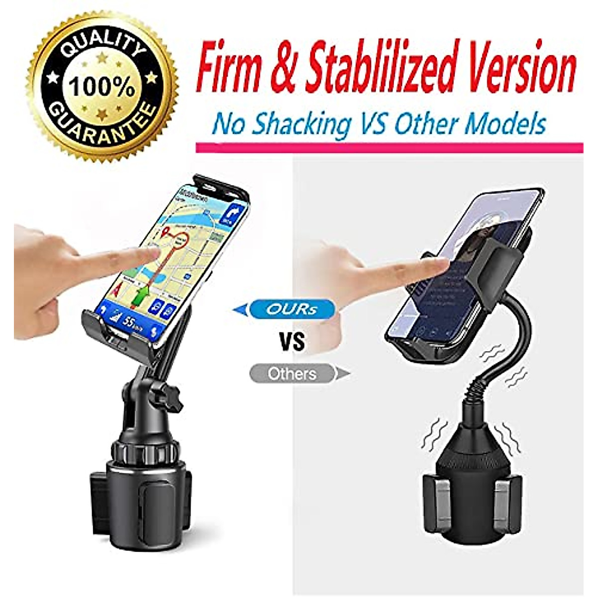 TECOTEC Cup Holder Tablet Mount, Adjustable 2 in 1 Car Phone & Tablet Cup Holder Phone Mount for All Cellphones & Tablets up to 12.9"
