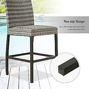 Patio Tree Outdoor Bar Stools Wicker Padded Patio Bar Chairs, Set of 4, 4 Packs (970246)