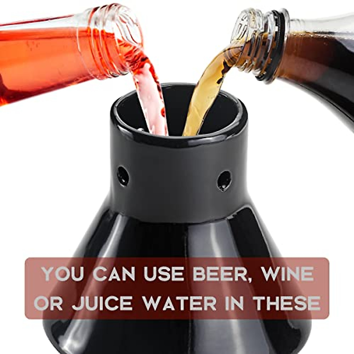 BONPAZ 2Pack Ceramic Beer Can Chicken Holder for Grill, Upright Chicken Roaster Rack, Grilling Accessories - Chicken Throne for Smokers, Non-Stick Beer Butt Chicken Stand, Kamado Joe BBQ Accessories