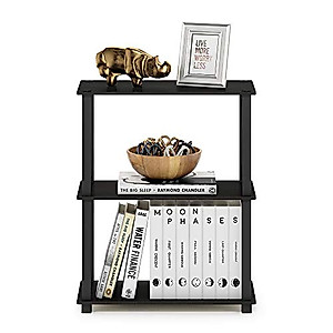 Furinno Turn-S-Tube 3-Tier Compact Multipurpose Shelf Display Rack with Square Tube, Espresso/Black