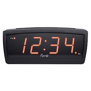 Equity by La Crosse 30902 .9 Inch LED Truckers Adjustable Volume Alarm Clock with 12v Plug-in Adapter
