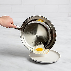 Ecolution Classic Stainless Steel Fry Pan, Professional Quality Sauté, Encapsulated Base, Comfort Grip Riveted Handles, All Cooktop Safe, Oven Safe, Dishwasher Safe, 8-Inch