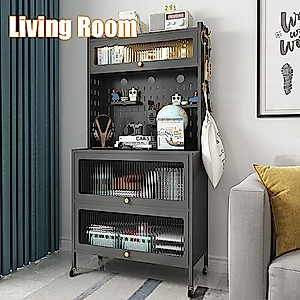 EURGANT Kitchen Storage Cabinets - Bakers Rack Countertop, Microwave Oven Shelf Cabinet, Storage Organizer with Flip Doors for Kitchen Hutch, Home, Office, Pantry, Garage