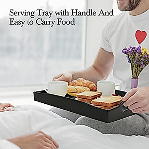 Bamboo Small and Large Food Serving Tray with Handles for Tea Snack Wooden Tray for Kitchen Counter Coffee Living Room Dinner Trays for Eating On Couch (16.5"X12.2" and 15.5"X11.2")