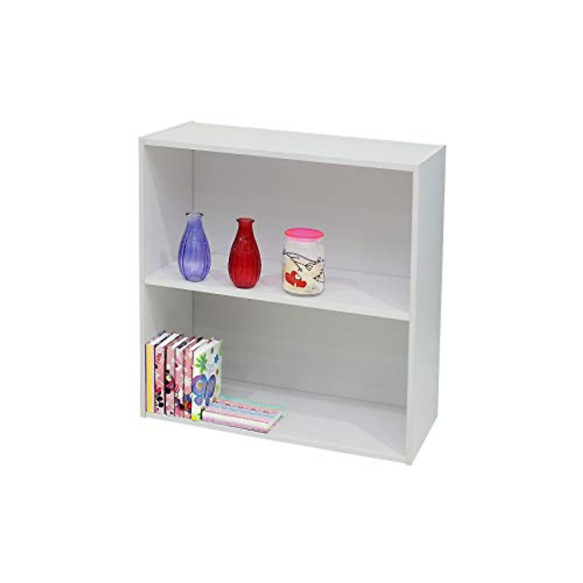 K and B Furniture Co Inc White Wood 2 Tier Bookcase