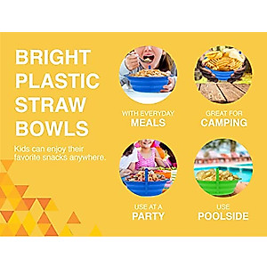 Arrow Home Products Sip-A-Bowl Set, 22oz, 6pk - BPA Free Straw Bowls for Kids To Sip Up Every Drop Without the Mess -Made in the USA, Great for Cereal, Ice Cream, Soup, Milk-Blue, Pink, Green, Orange