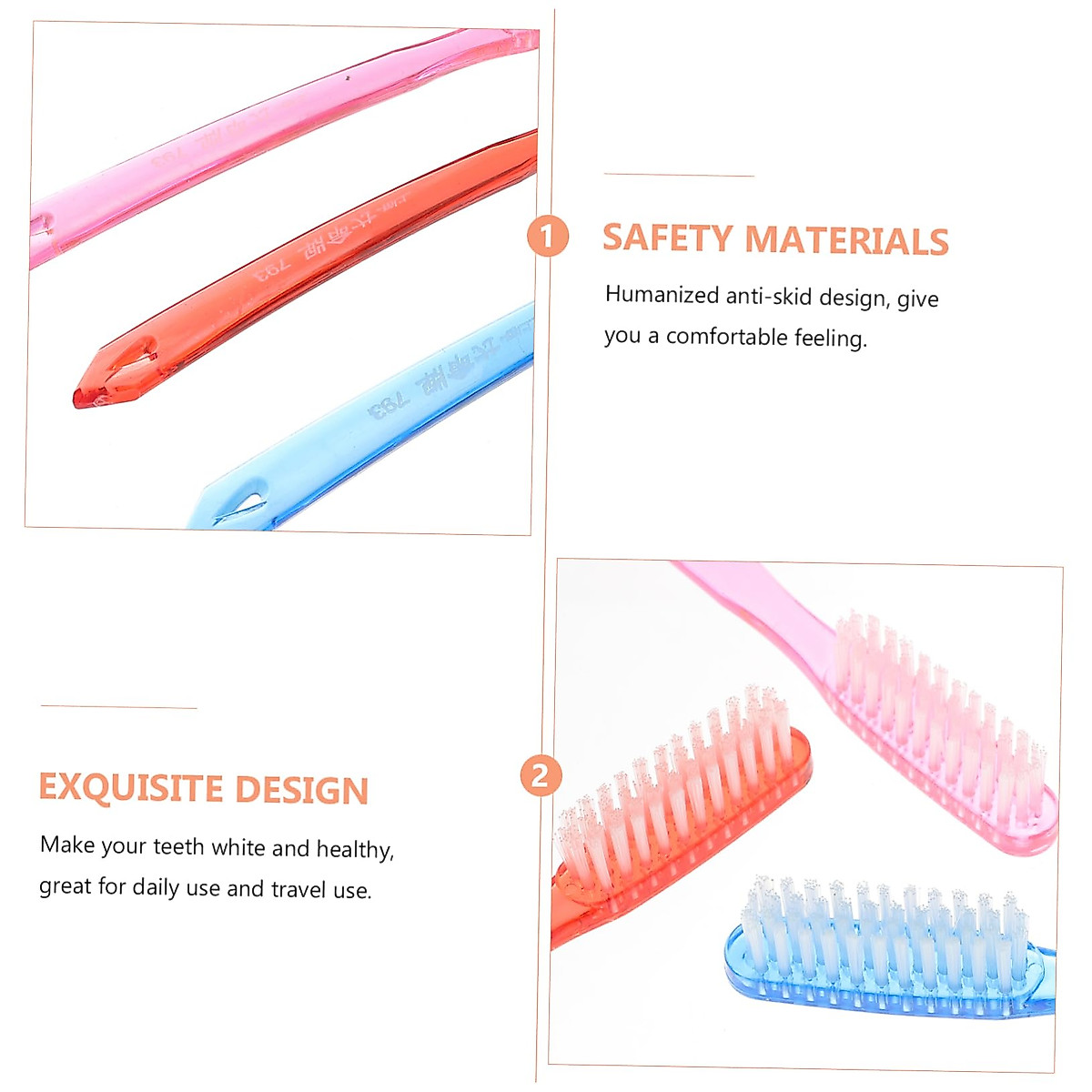 6Pcs Manual Toothbrushes Premium Hard Bristles Toothbrush for Adult Teeth Stain Cleaning Toothbrush White Teeth Toothbrush