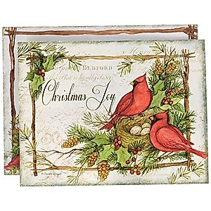LANG Cardinal Christmas Assorted Two-Set Card, Exclusive LANG Artwork by Susan Winget for LANG, 18 Cards & 19 Envelopes, Glitter Embellishment, Linen-Embossed Card, Size: 5.375" x 6.875" (1008115)
