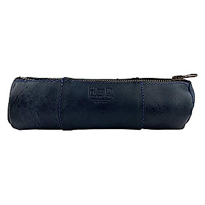 Hide & Drink, Rustic Leather Cylinder Case (Cords, Keys, Office & School Supplies, Change, Personal Items, Cables & Dongles) Raw Sueded Interior, Handmade Includes 101 Year Warranty :: Slate Blue