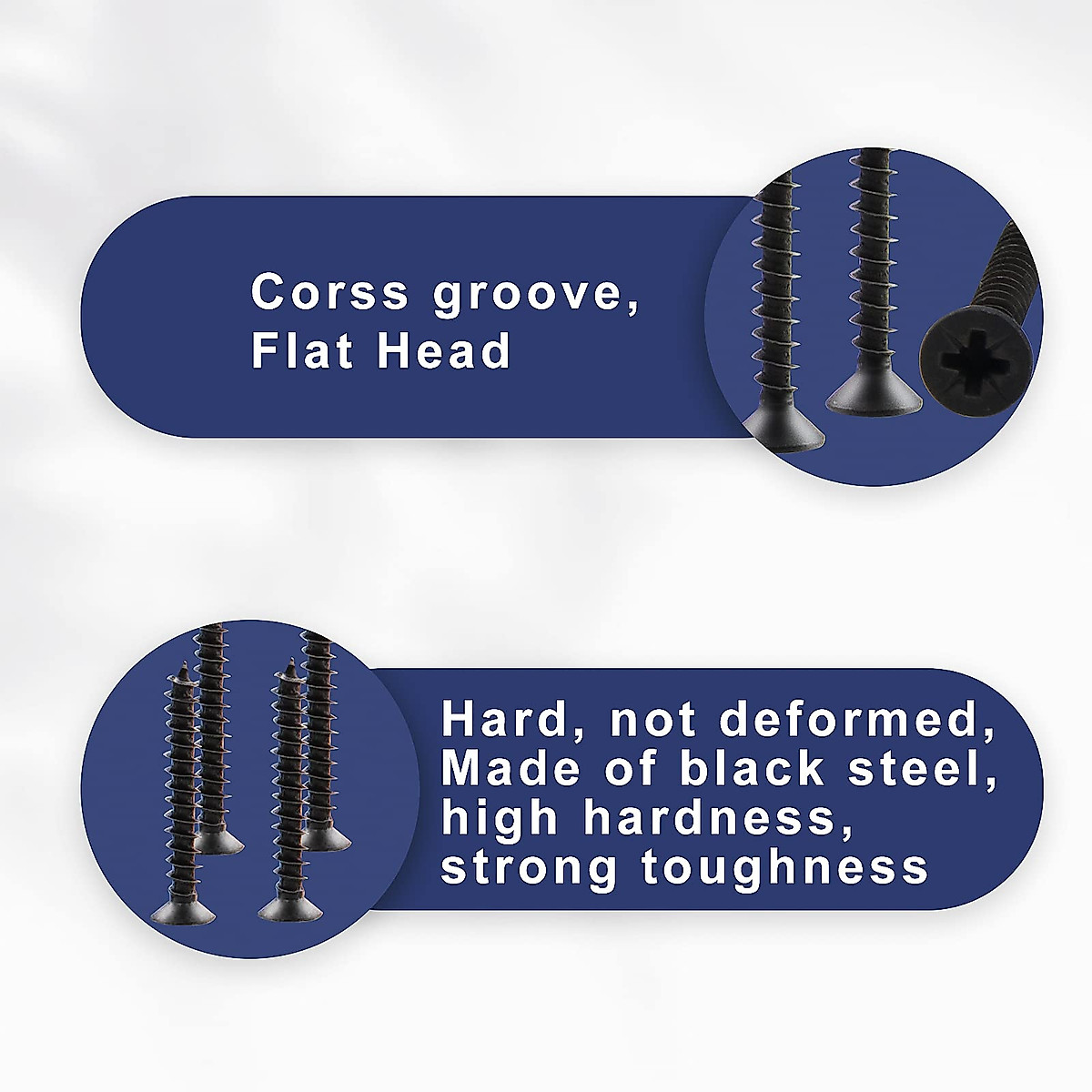 Juasky 240pcs #4#6#8#10 Black Wood Self Tapping Screws, 7 Sizes Bugle Head Metal Screw Set, Long Screw Assortment Kit with Organizer for Drywall,Wood, Deck, Cabinet