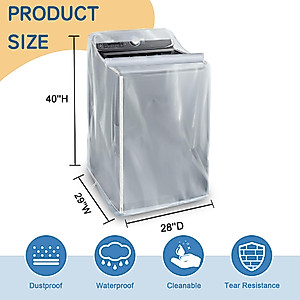 IndigoTempest9 Washer and Dryer Covers - Washing Machine Cover for Top Load and Front Load - Waterproof and Dustproof with Smooth Zipper - 29 x 28 x 43 Inches (Frosted)