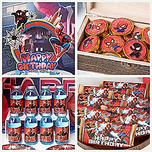 Spider Birthday Decorations,210pcs Birthday Party Supplies Include Happy Birthday Banner,Tableware Set,Tablecover,Cake Toppers,Cupcake Toppers,Foil Balloons,Latex Balloons Set,Bottle Labels,Chocolate Stickers