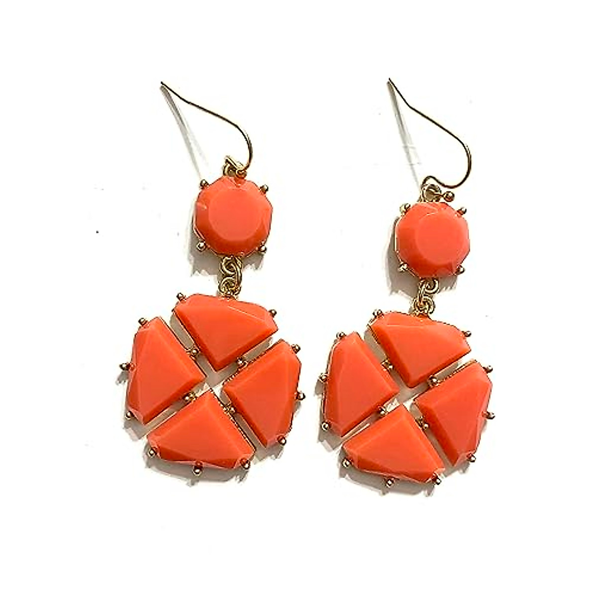 Tangerine orange dainty delicate acrylic cabachon DANGLE EARRING Material Acrylic plastic lucite plexiglass tmcryatal bling