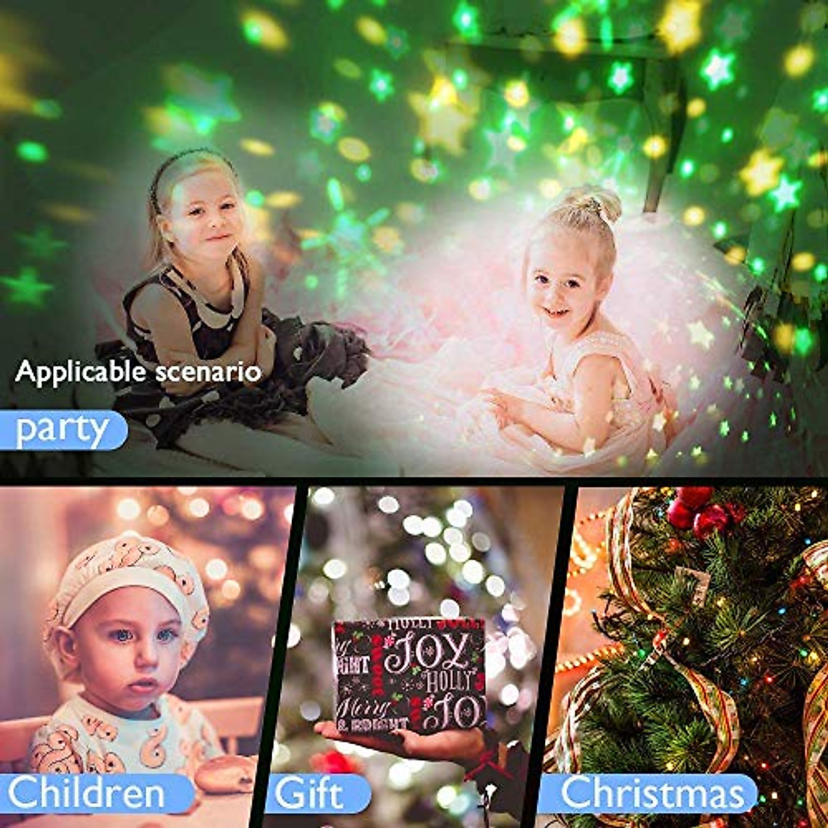 Elecstars Night Lights, Rechargeable Star Projector with Remote Control and Timer Auto Off Design, Rotating Projection Lighting Lamp, Room Decor. (Green)…