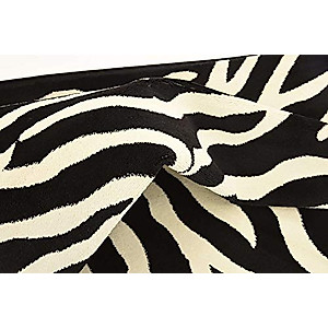 Unique Loom Wildlife Collection Animal Inspired with Zebra Design Area Rug, 5 x 8 ft, Black/Ivory