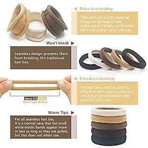 Dreamlover Hair Ties for Women, Girls Hair Ties for Thick Hair, Ponytail Holders, Seamless Hair Ties No Damage, Neutral Color, 50 Pieces