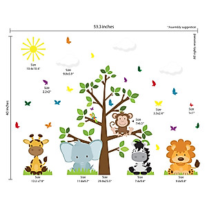 Baby Safari Animals Wall Decals 30pcs for Kids Bedroom - Rooms and Stickers