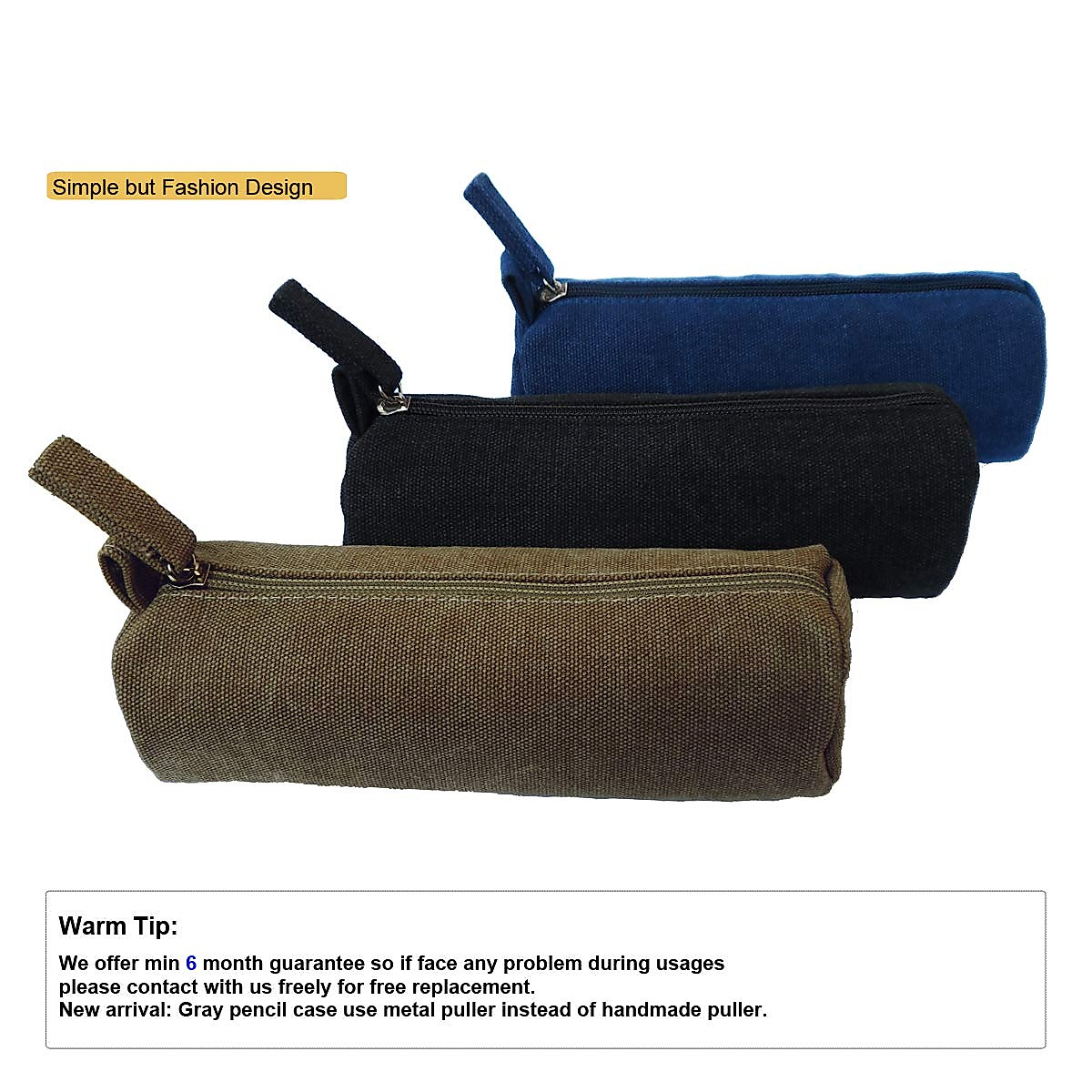 Enyuwlcm Heavy Canvas Stationery Portable Compact Simple Zipper Pencil Case and Durable Small Medicine Bag 1 Pack Khaki