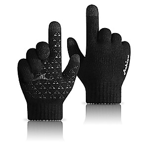 Achiou Winter Gloves for Men Women, Upgraded Thicken Touch Screen, Anti-Slip Silicone Gel, Thermal Soft Knit Lining
