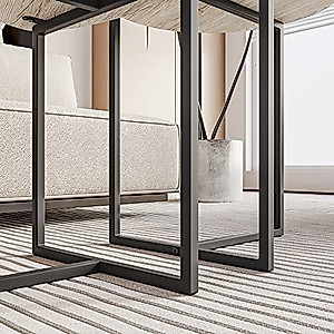 HOJINLINERO Round Coffee Table Set of 2 End Tables for Living Room,Black Small Coffee Table Living Room Table,Metal Frame with Wood Look,Sturdy and Easy Assembly,Stacking Side Tables Bedroom,White