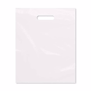 Clear Plastic Bag With Handles 12"x15" Clear Frosted Die Cut Plastic Bags With Handles 100 Pack for Merchandise, Retail, Gifts, Trade Show and More (12"x15")