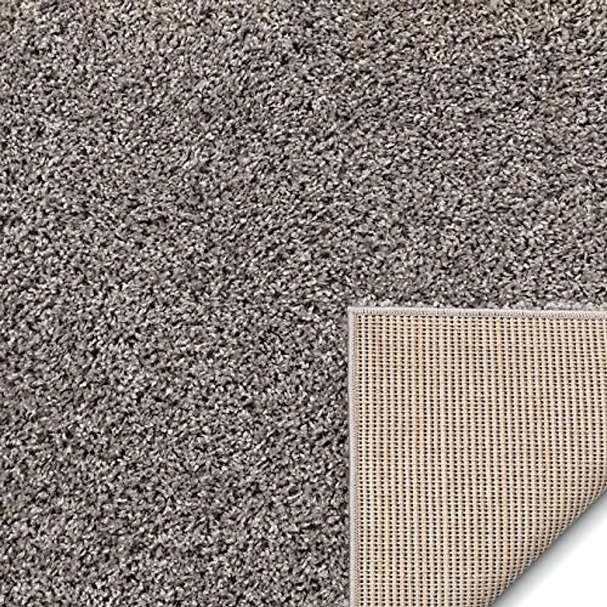 Well Woven Madison Shag Plain Grey Modern Solid Area Rug 5' x 7'2''