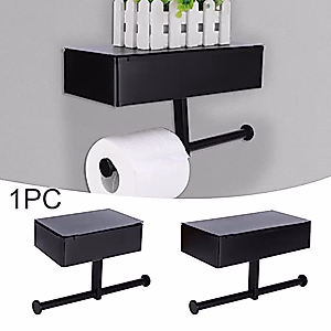 Pilarmuture Holder Wall Mount Organizer,Stainless Steel Double Size Holder with Shelf,Bathroom Holder with Storage,Roll Toilet Holder (Type A)