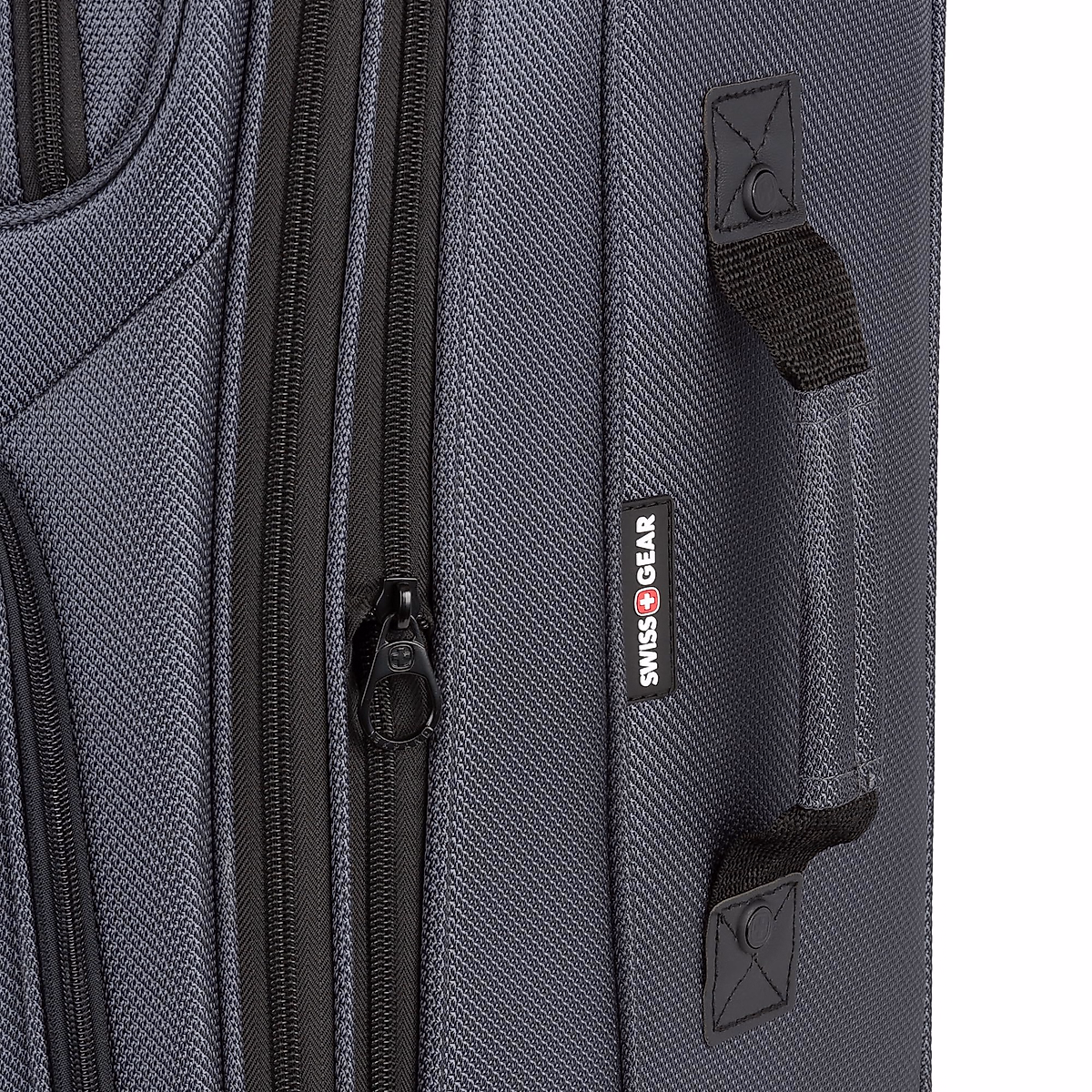 SwissGear Sion Softside Expandable Roller Luggage, Dark Grey, Checked-Medium 25-Inch