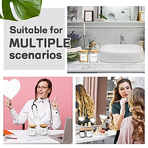 Yaomiao 6 Cotton Pad Holder Bathroom Container, 10 oz Cotton Ball Swabs Dispenser, Clear Plastic Apothecary Jar Organizer with Bamboo Lids for Storage Floss Pick Makeup(Wood Color)