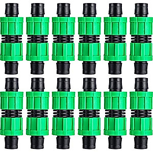 Hotop 12 Pieces Drip Irrigation Coupling, 5/8 Inch Universal Connector Drip Tubing Fittings, Compatible with Most 16-17 mm Drip Tape AG Tubing Drip or Sprinkler Systems (green)