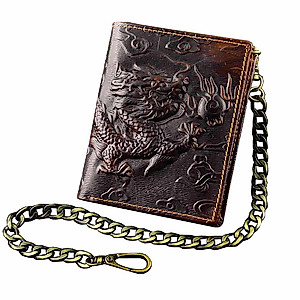 punkman2000 Vintage Dragon Mens Wallet Slim Card Money Purse Wi/Safe Chain