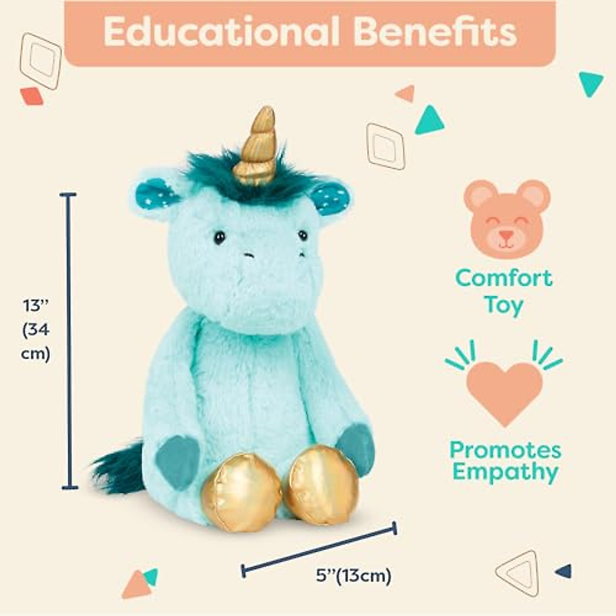 B. toys- B. softies- 12" Plush Blue Unicorn- Stuffed Animal – Soft Unicorn Toy – Washable Toys for Baby, Toddler, Kids- Happy Hues- Sweet Sky-0 Months +